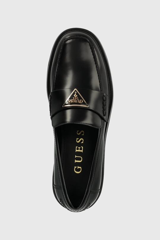 Kožne mokasinke Guess SHATHA za žene, boja: crna, ravni potplat, FLPSHA ...