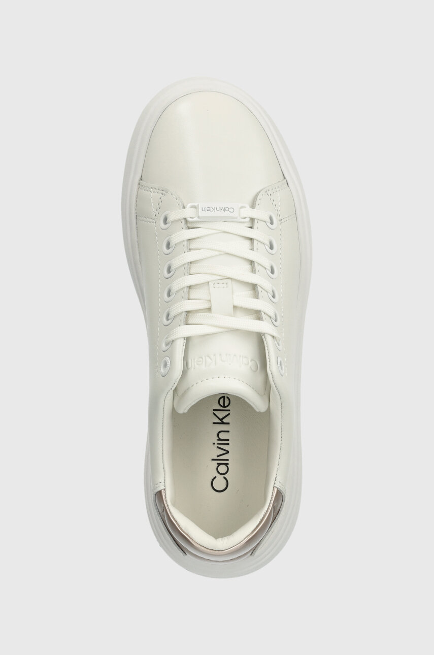 Calvin Klein sneakersy skórzane CUPSOLE LACE UP LEATHER kolor biały ...