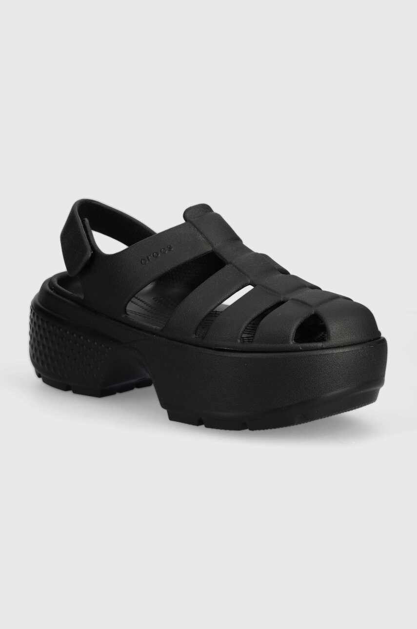 Crocs sandały Stomp Fisherman Sandal damskie kolor czarny na platformie ...