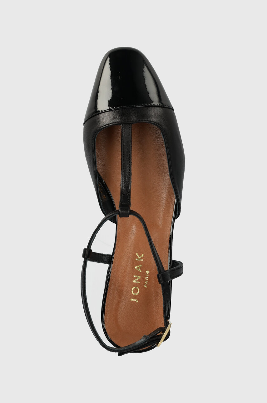 Jonak baleriny skórzane DHAPUS kolor czarny z odkrytą piętą | Answear.com