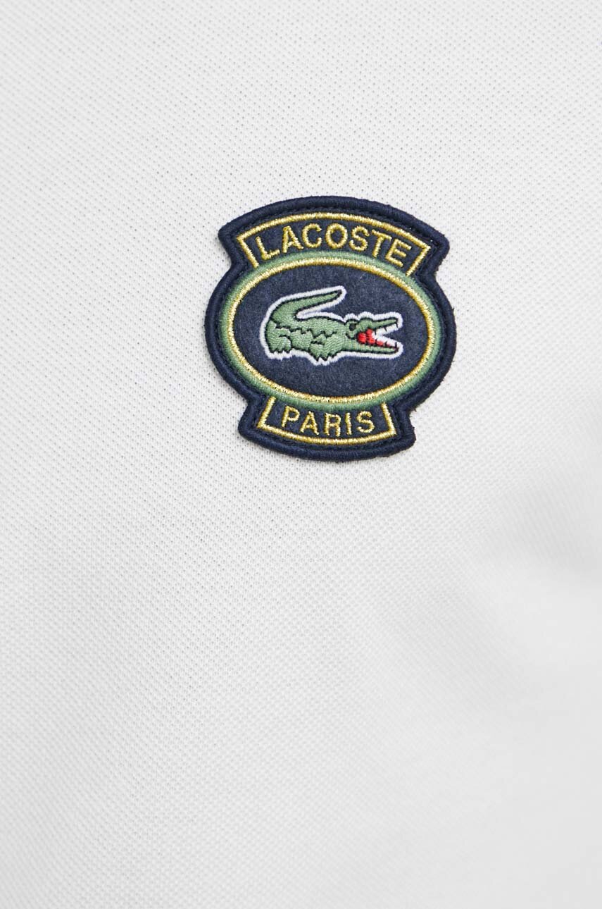 Lacoste polo bawełniane kolor biały z aplikacją | Answear.com