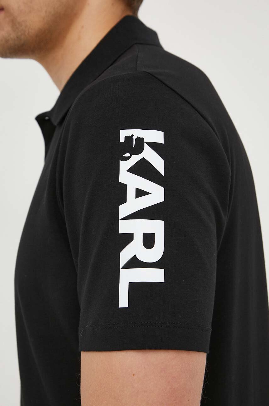 Karl Lagerfeld poló fekete, férfi, nyomott mintás | ANSWEAR.hu