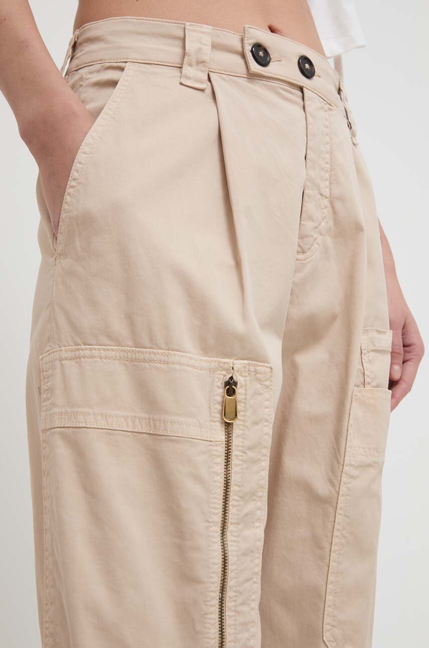 Pinko spodnie damskie kolor beżowy fason cargo high waist 102947.A1M4 ...