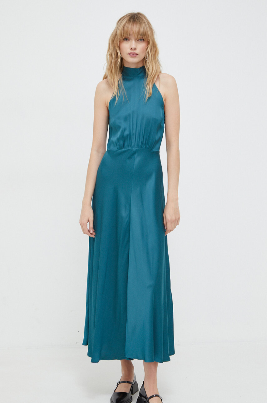 Samsoe Samsoe sukienka RHEO kolor zielony maxi rozkloszowana F23400102 ...