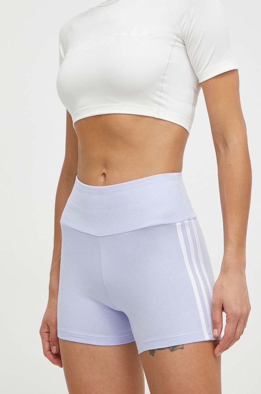 adidas Originals szorty damskie kolor fioletowy z aplikacją high waist ...