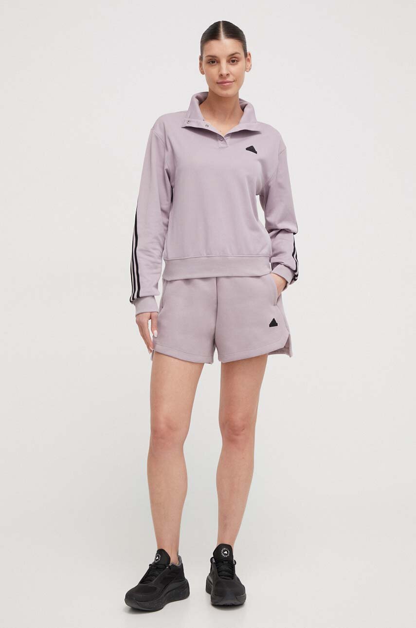 adidas szorty Z.N.E damskie kolor fioletowy gładkie high waist IS3926 ...