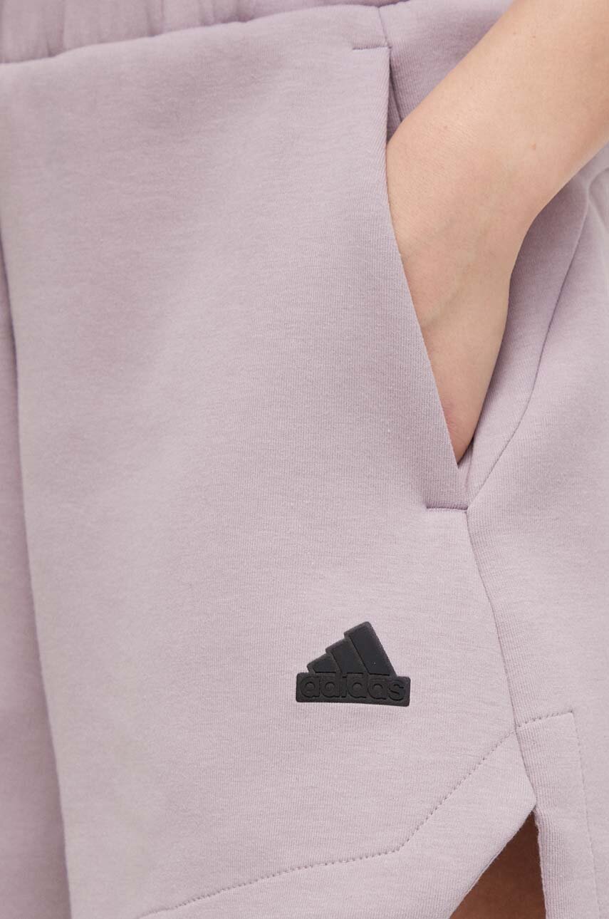 adidas szorty Z.N.E damskie kolor fioletowy gładkie high waist IS3926 ...