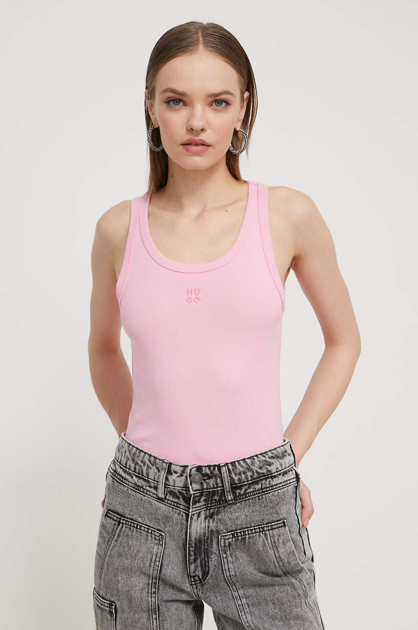 HUGO top damski kolor różowy 50514489 | Answear.com