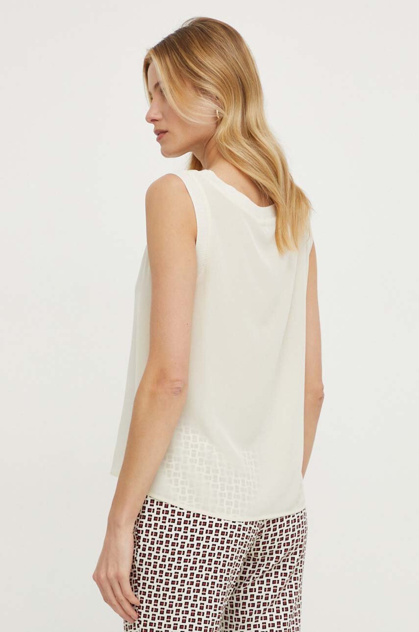 Sisley top jedwabny kolor beżowy gładka | Answear.com