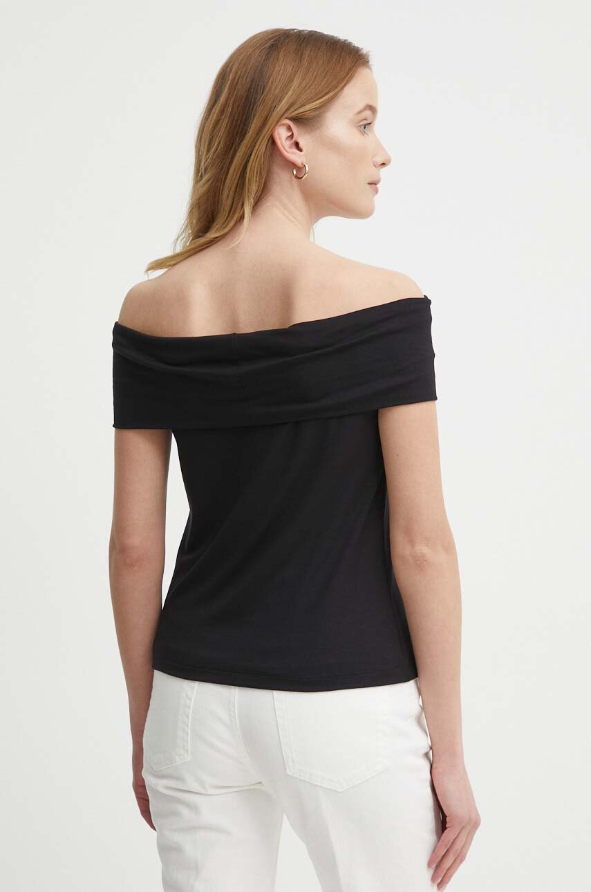 Sisley top damski kolor czarny dekolt hiszpański | Answear.com