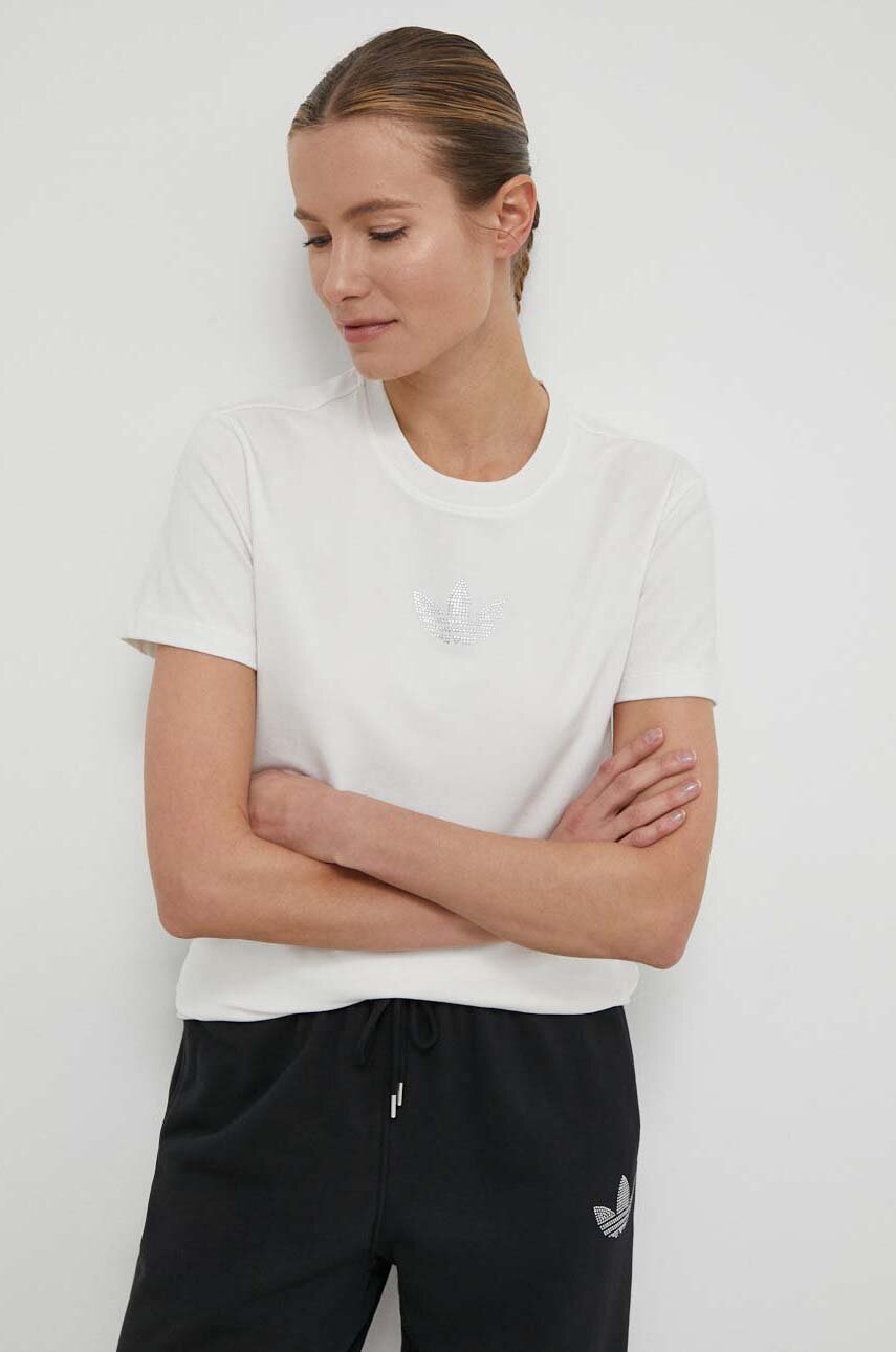 adidas Originals t-shirt damski kolor beżowy IS4593 | Answear.com