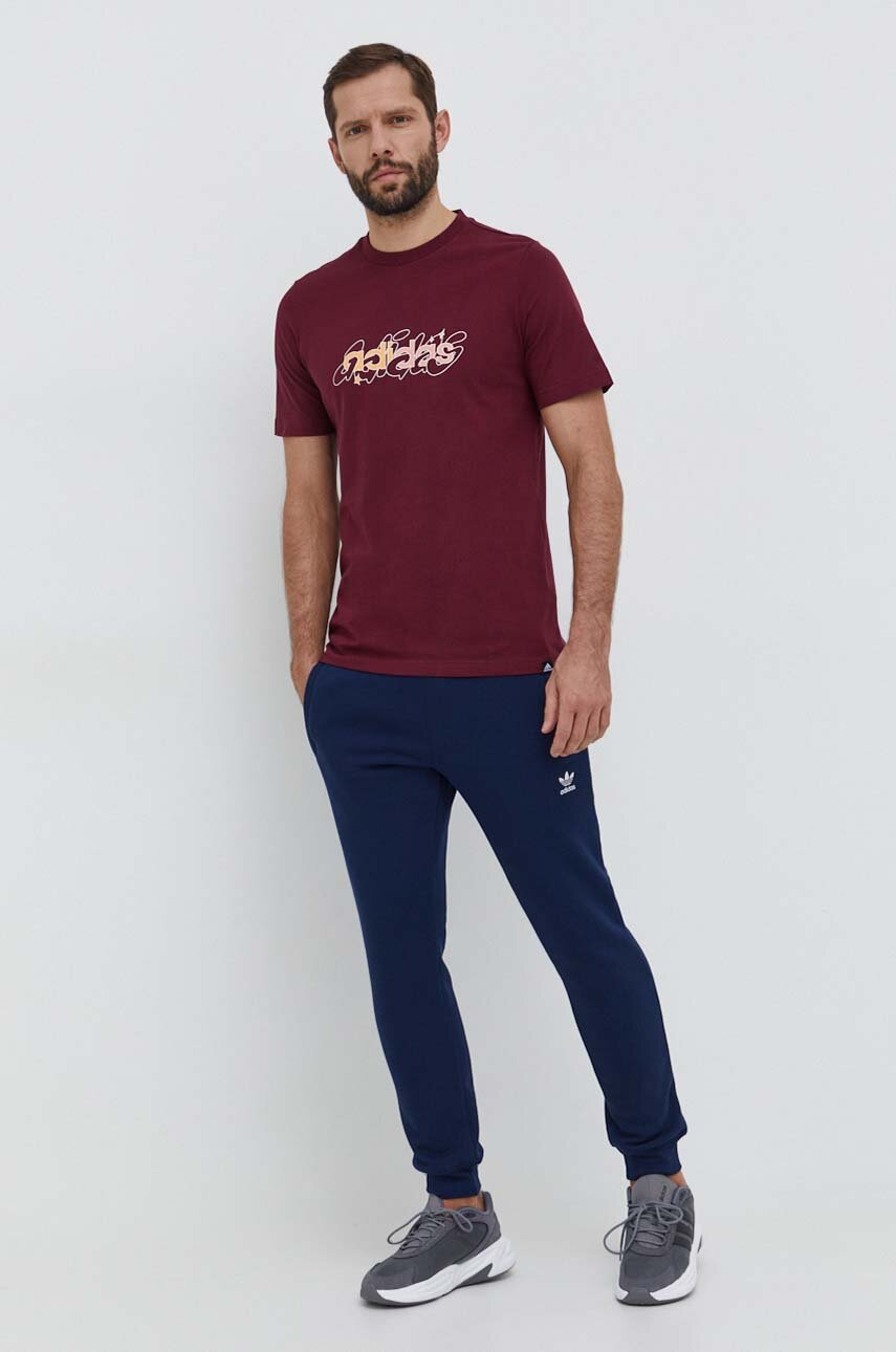 adidas t-shirt bawełniany męski kolor bordowy z nadrukiem IM8317 ...