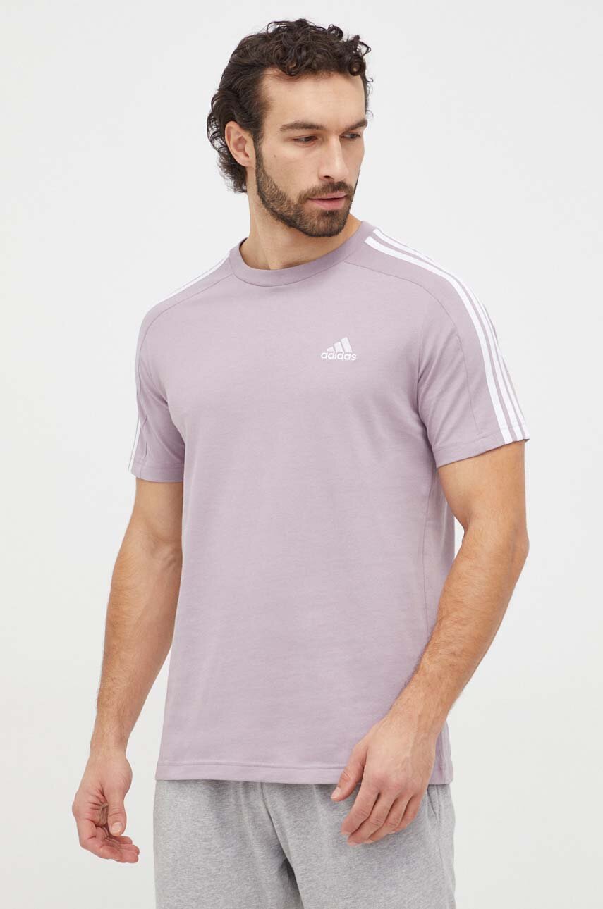 adidas t-shirt bawełniany męski kolor fioletowy z aplikacją IS1331 ...