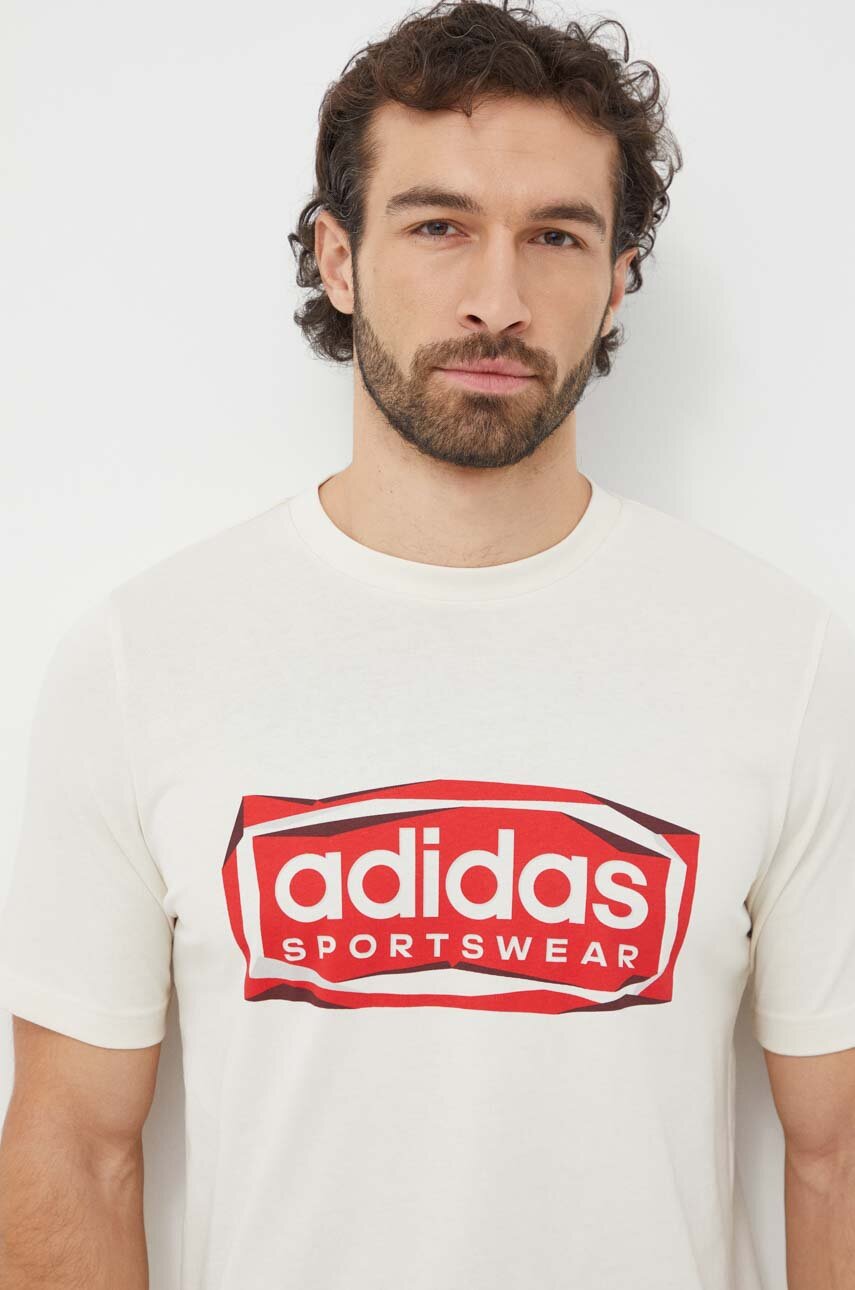 adidas t-shirt bawełniany męski kolor beżowy z nadrukiem IS2880 ...