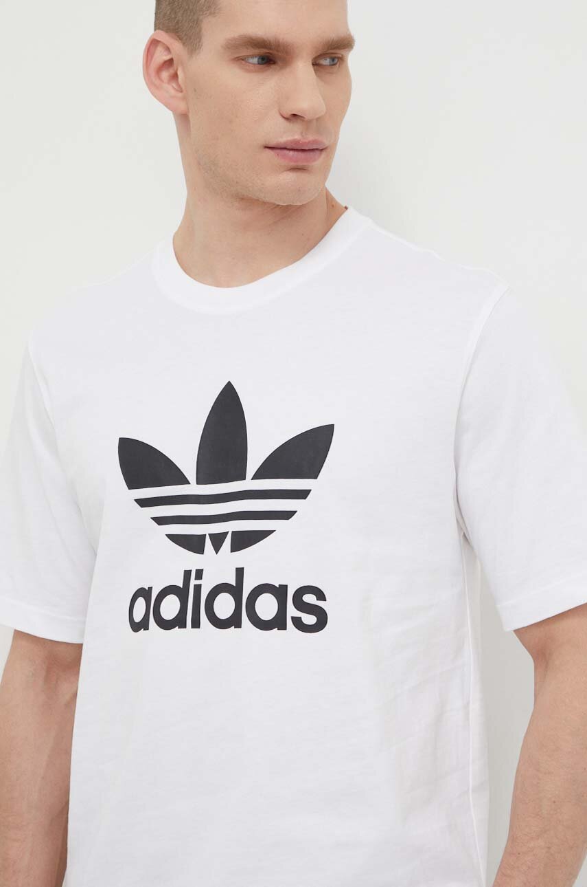 Хлопковая футболка adidas Originals Trefoil мужская цвет белый с ...