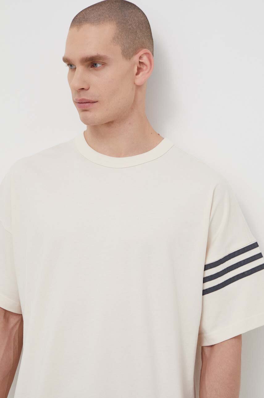 adidas Originals t-shirt bawełniany męski kolor beżowy z aplikacją ...
