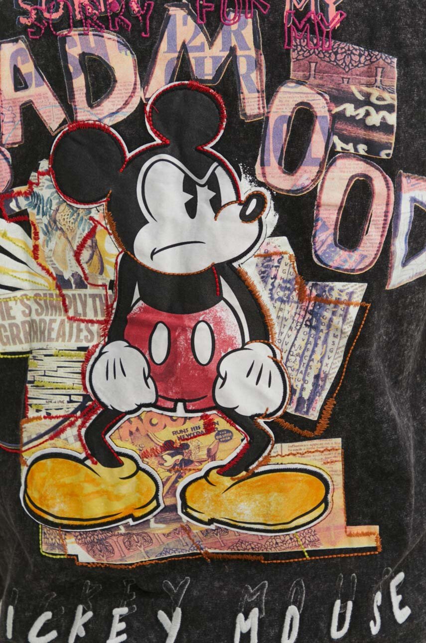 Desigual t-shirt bawełniany x Disney MICKEY BAD MOOD męski kolor czarny ...