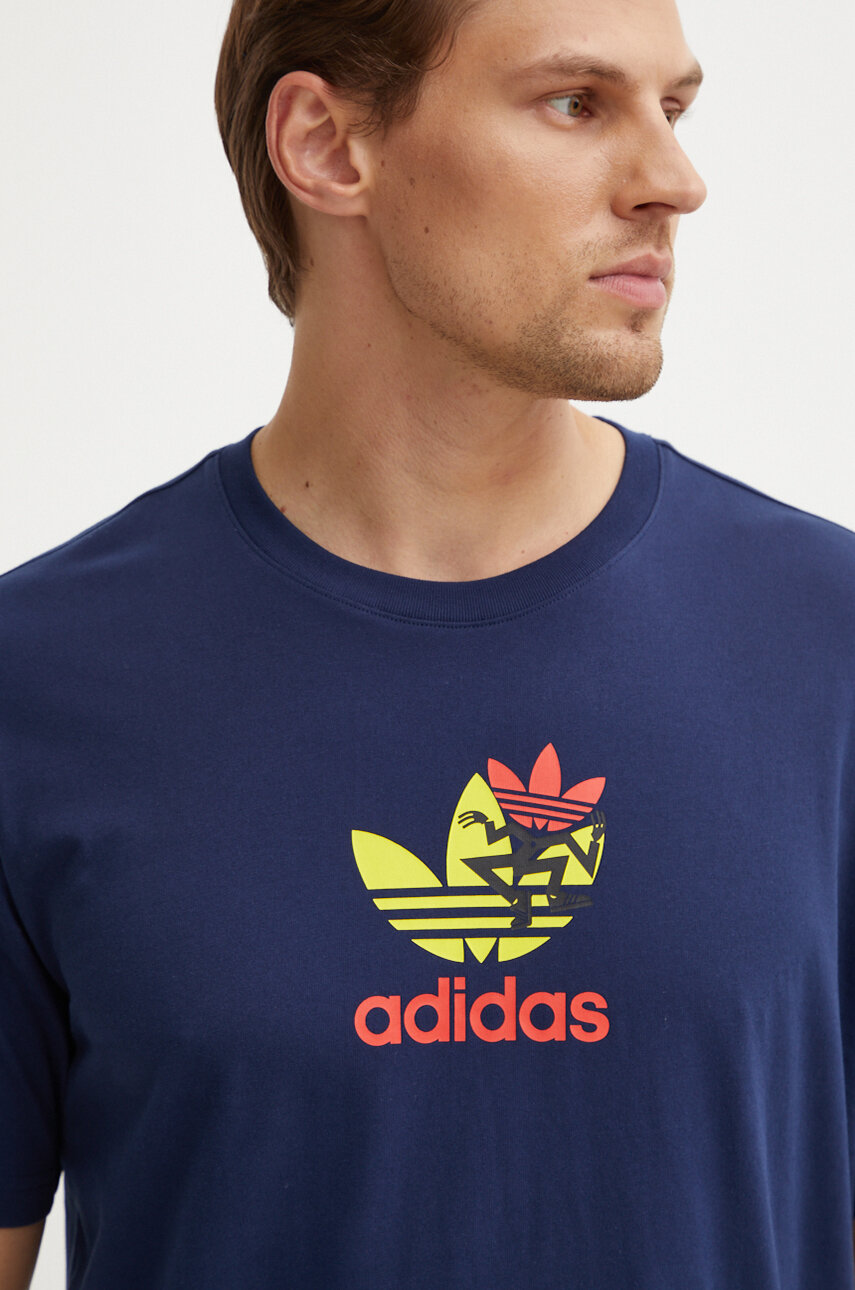 adidas Originals t-shirt bawełniany męski kolor granatowy z nadrukiem ...