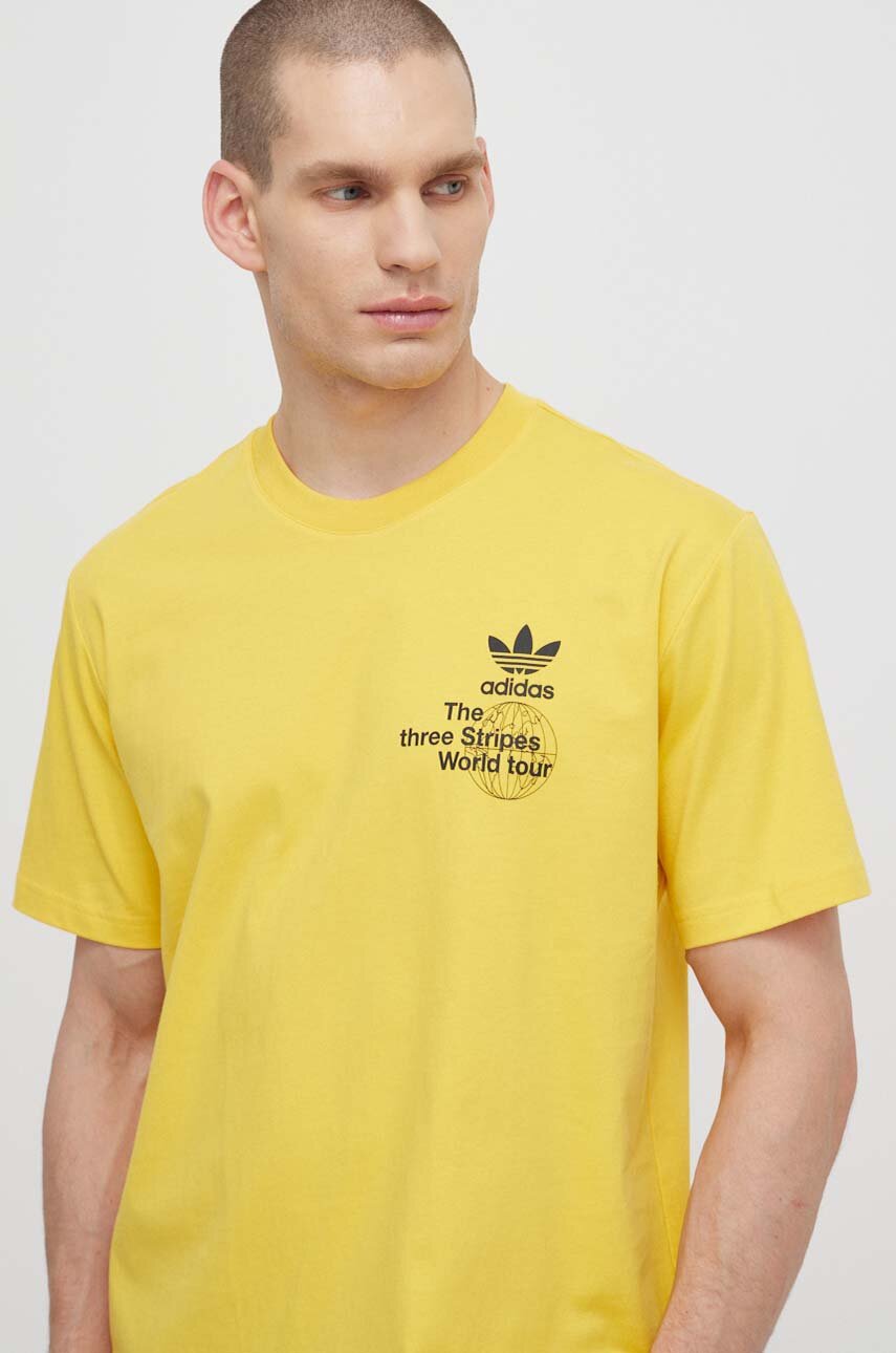 adidas Originals t-shirt bawełniany męski kolor żółty z nadrukiem ...