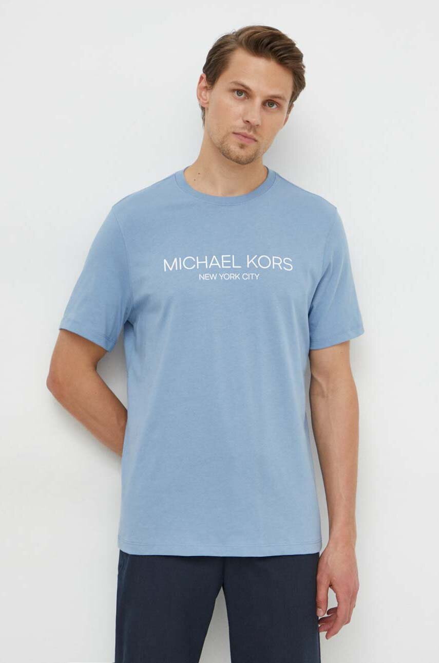 Michael Kors t-shirt bawełniany męski kolor niebieski z nadrukiem ... Michael Kors t-shirt bawełniany męski kolor niebieski z nadrukiem ...