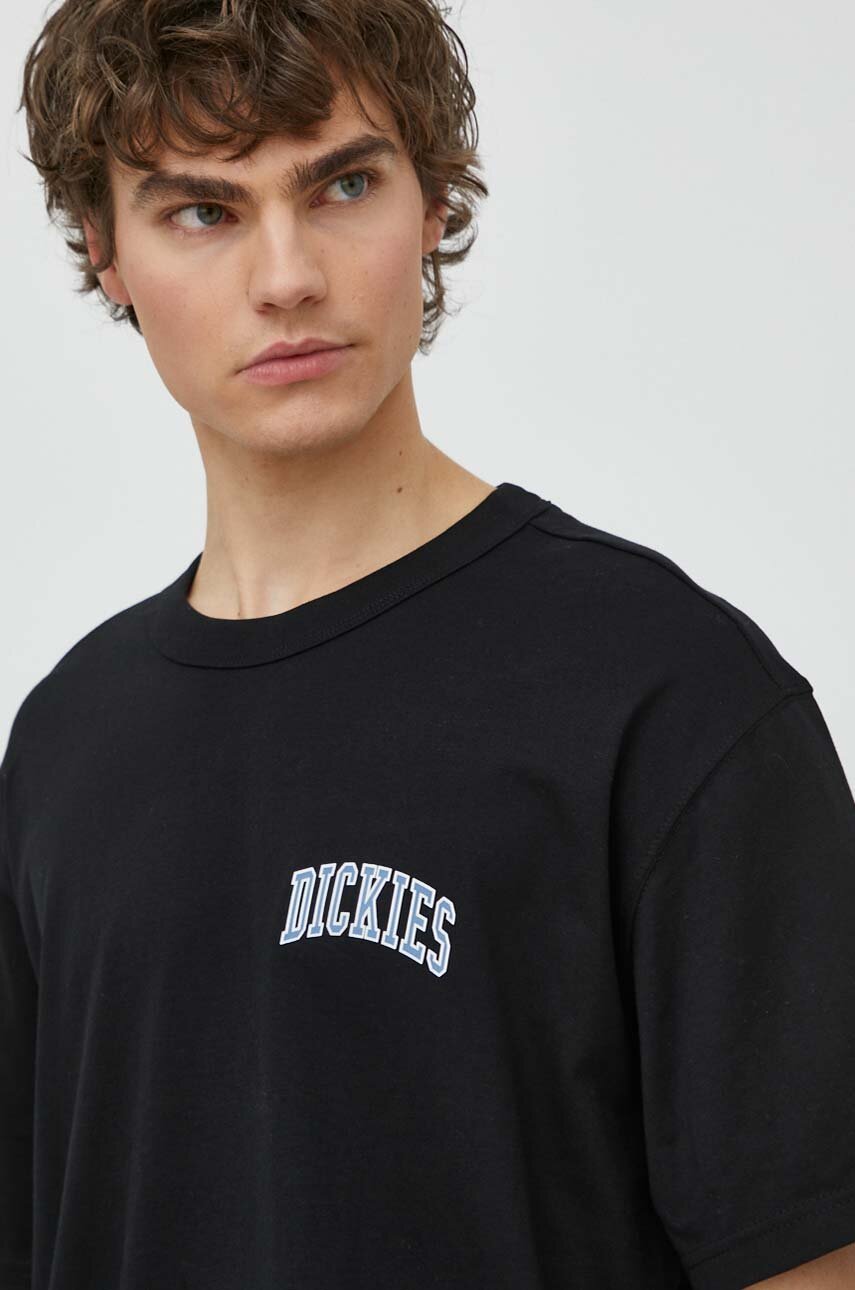 Dickies t-shirt bawełniany AITKIN CHEST TEE SS męski kolor czarny z nadrukiem DK0A4Y8O | Answear.com