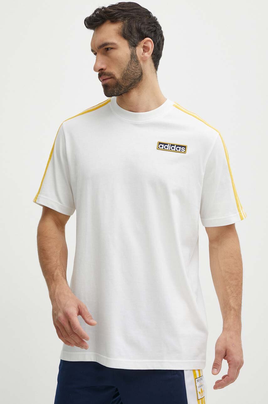 adidas Originals t-shirt bawełniany męski kolor biały z aplikacją ...
