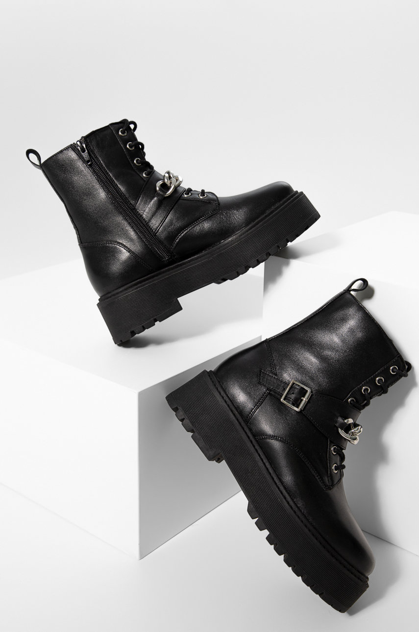 Answear Lab workery skórzane damskie kolor czarny na platformie ...