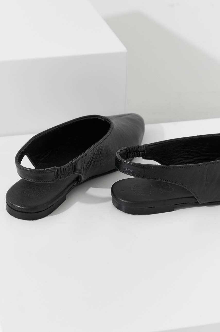 Kožené balerínky Answear Lab čierna farba, s otvorenou pätou | ANSWEAR.sk