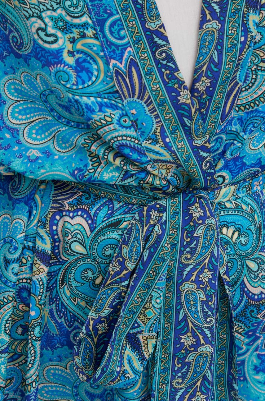 Answear Lab kimono jedwabne kolor niebieski wzorzysta | Answear.com