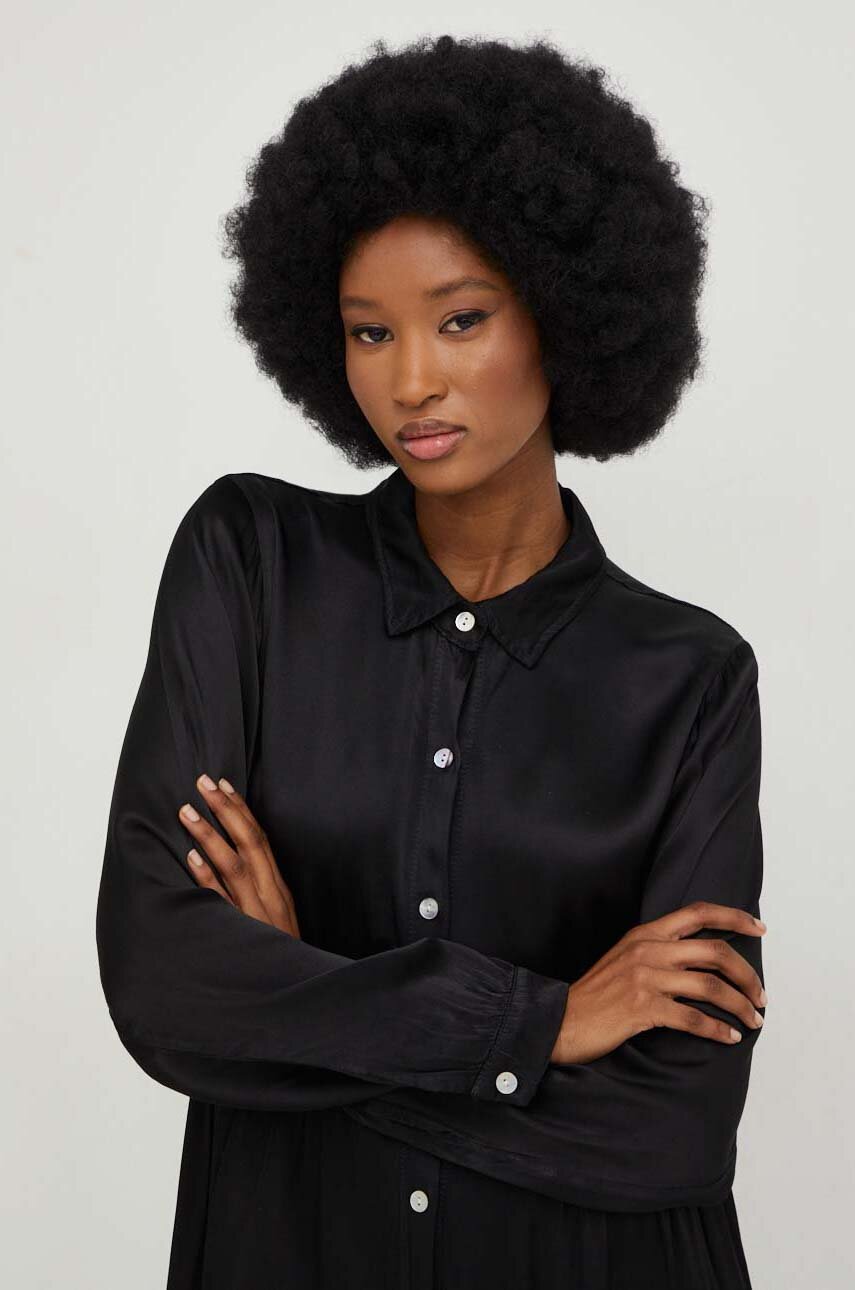 Hodvábne šaty Answear Lab čierna farba, mini, áčkový strih | ANSWEAR.sk