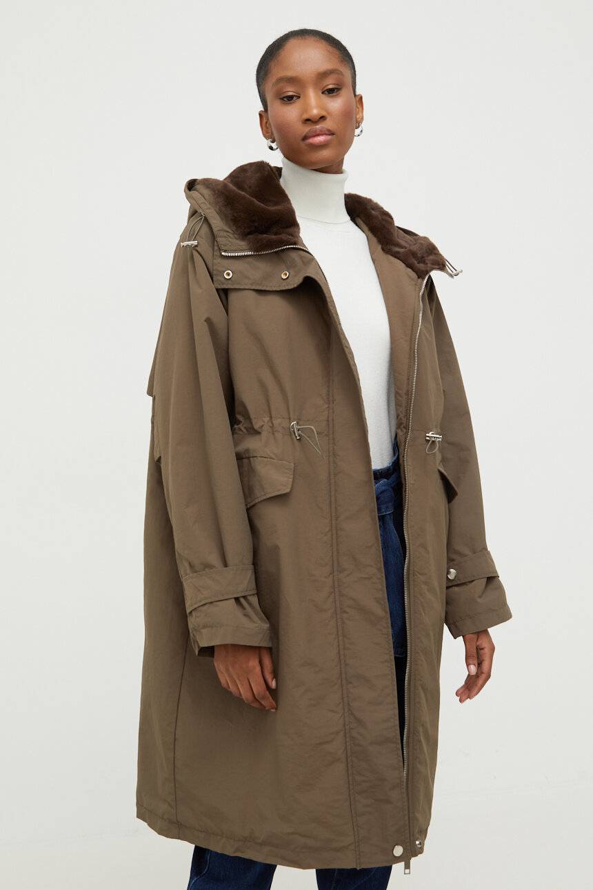 Answear Lab parka Waterproof damska kolor zielony przejściowa | Answear.com