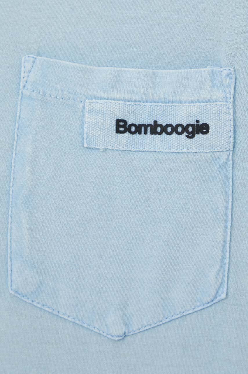 Bomboogie t-shirt bawełniany męski kolor niebieski gładki TM8554TJIS4 ...