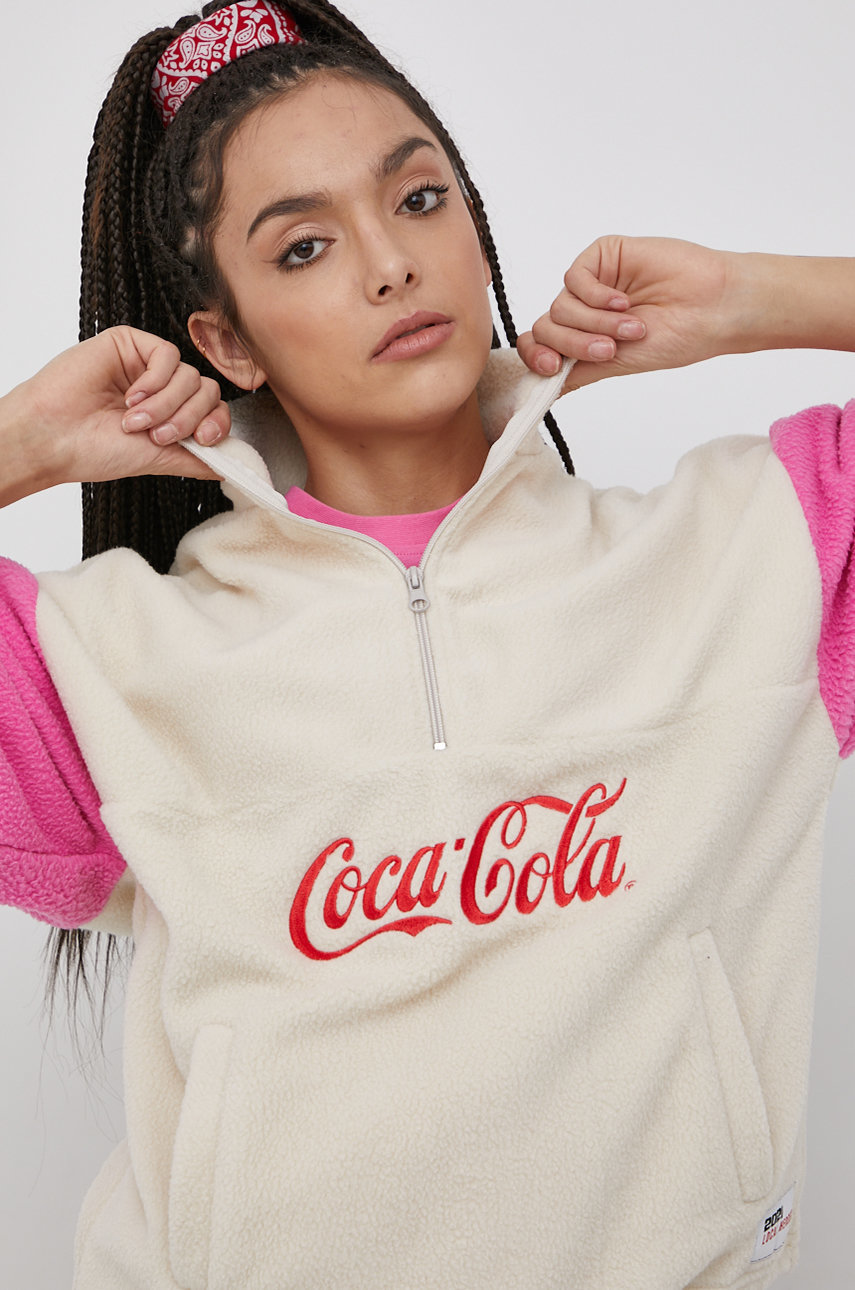 Local Heroes Bluza x Coca Cola damska kolor beżowy wzorzysta | Answear.com