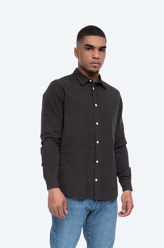 Norse Projects cotton shirt Thorsten men's black color at PRM US