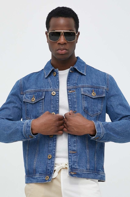 United Colors of Benetton kurtka jeansowa męska kolor niebieski ...