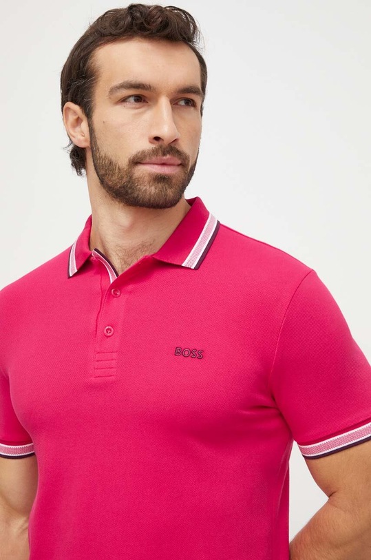 BOSS Green polo bawełniane Paddy kolor różowy 50469055 | Answear.com