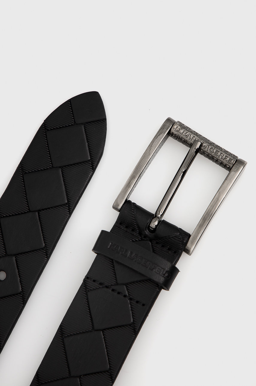 Шкіряний ремінь Karl Lagerfeld чоловічий колір чорний | ANSWEAR.ua