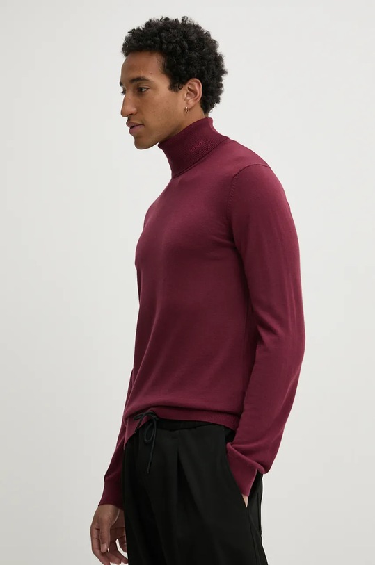 HUGO sweter wełniany męski kolor różowy lekki z golferm | Answear.com