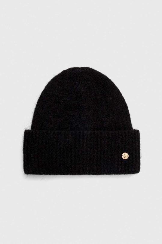Granadilla czapka z domieszką wełny kolor czarny z grubej dzianiny ...