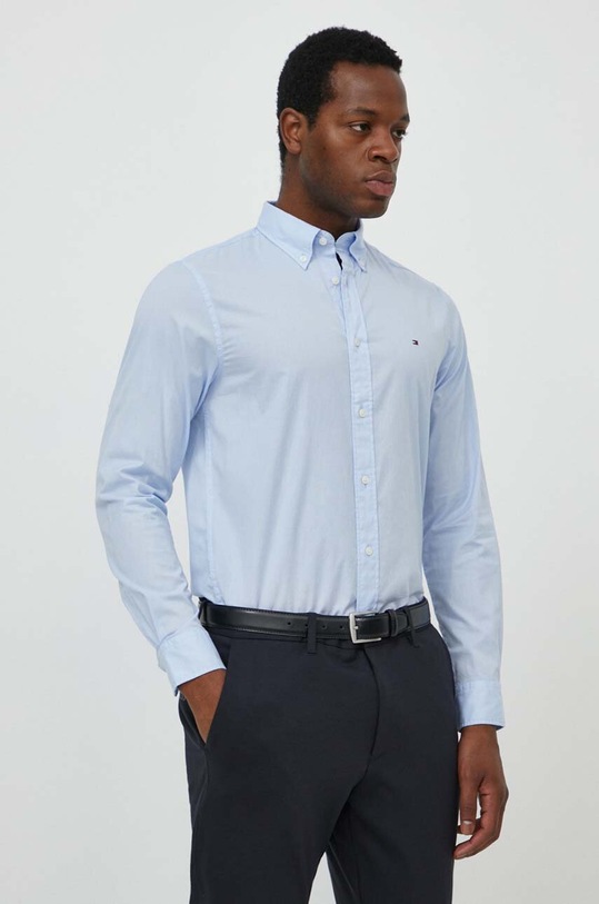 Tommy Hilfiger koszula bawełniana męska kolor niebieski regular z ...
