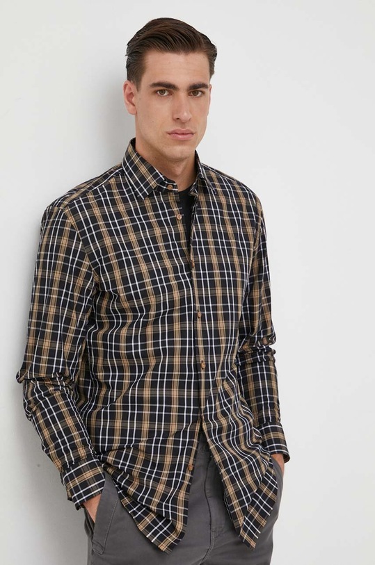 BOSS ing férfi, galléros, bézs, regular | ANSWEAR.hu