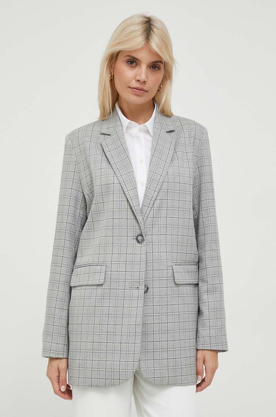 Sako Pepe Jeans Romy Check dámske, šedá farba, jednoradové, vzorované ...