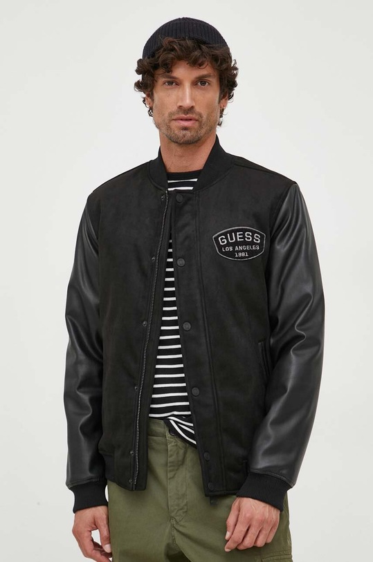 Куртка-бомбер Guess чоловічий колір чорний перехідна | ANSWEAR.ua