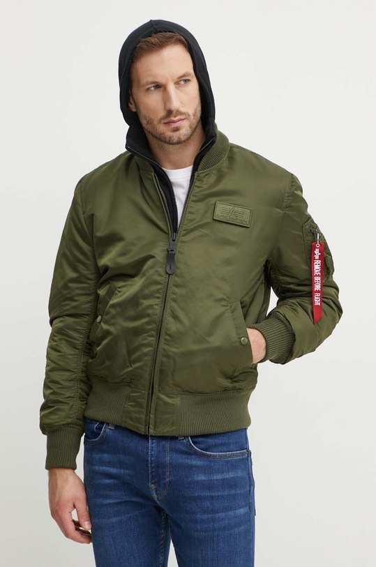 Bunda Alpha Industries MA-1 D-Tec 18311 .481, pánska, zelená farba, zimná | ANSWEAR.sk