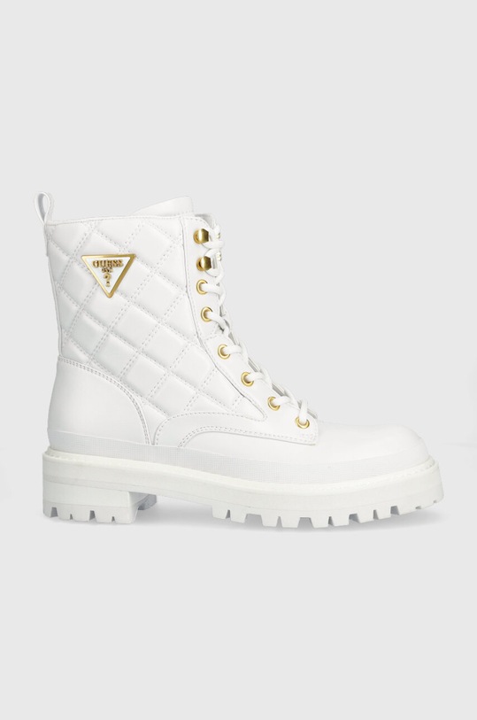 Guess workery BADAE damskie kolor biały na płaskim obcasie FL7BDE ELE10 ...