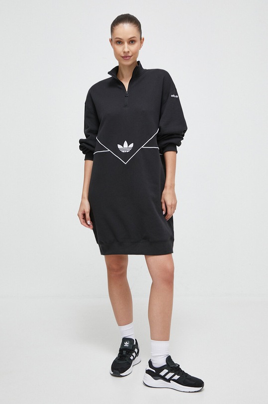 adidas Originals rochie culoarea negru, mini, oversize | ANSWEAR.ro