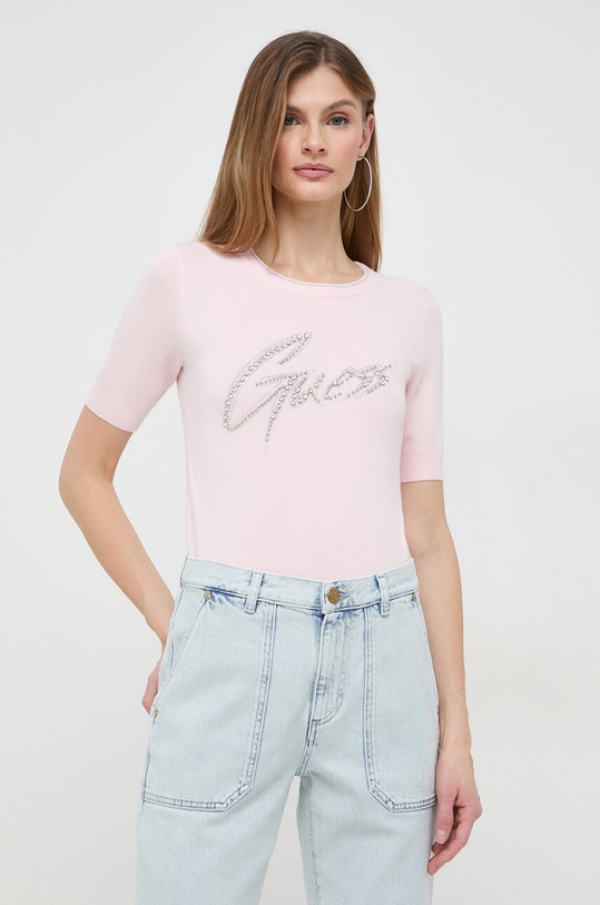 Tričko Guess GRACE, barva růžová | ANSWEAR.cz
