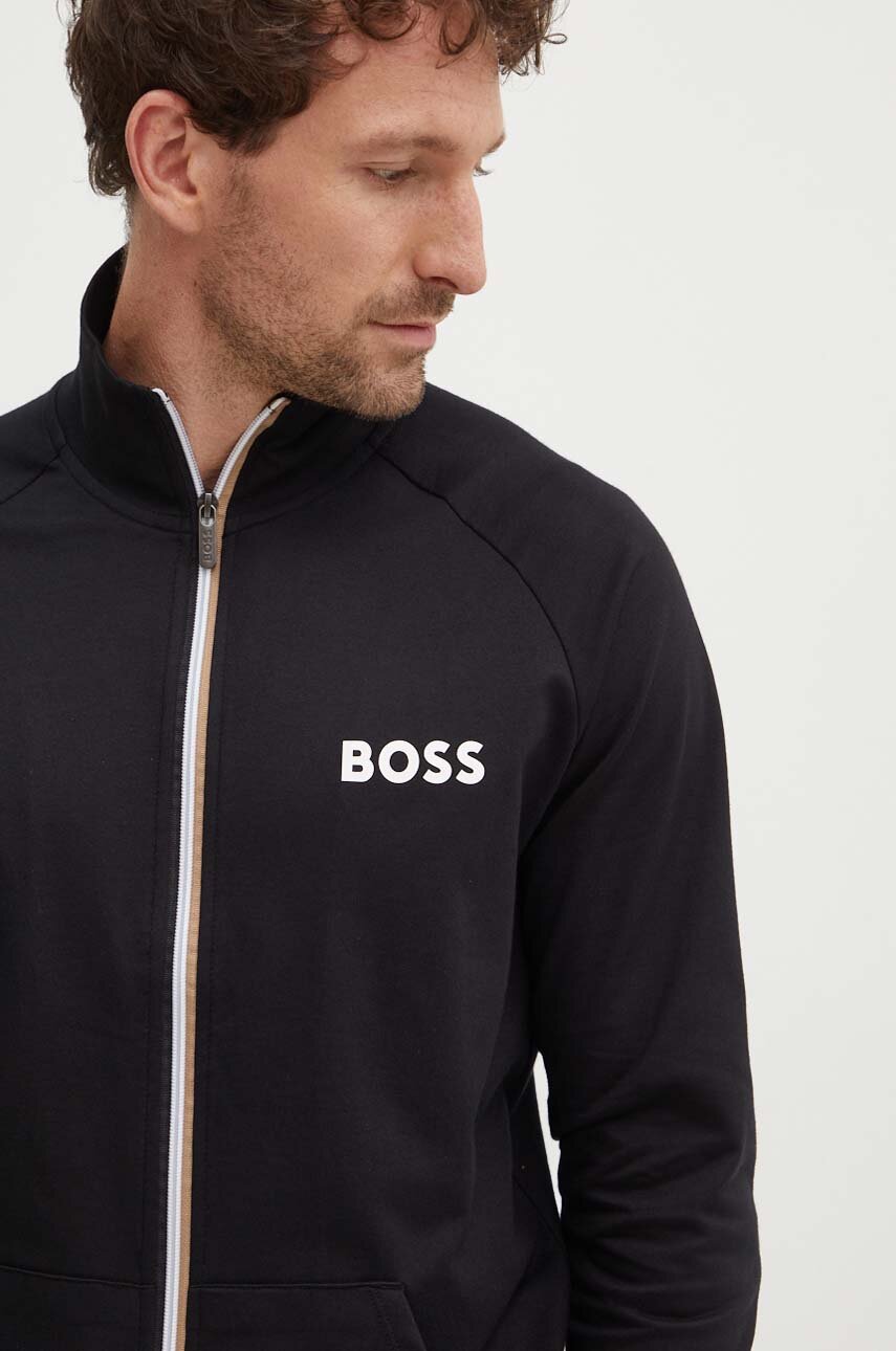 BOSS bluza bawełniana lounge kolor czarny z nadrukiem 50521768 ...