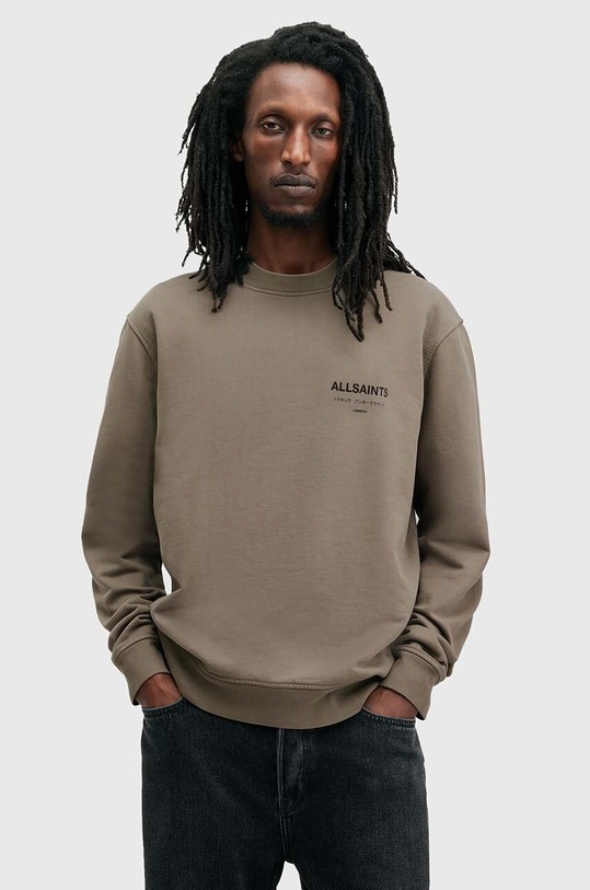AllSaints bluza bawełniana UNDERGROUND męska kolor brązowy M033NB ...