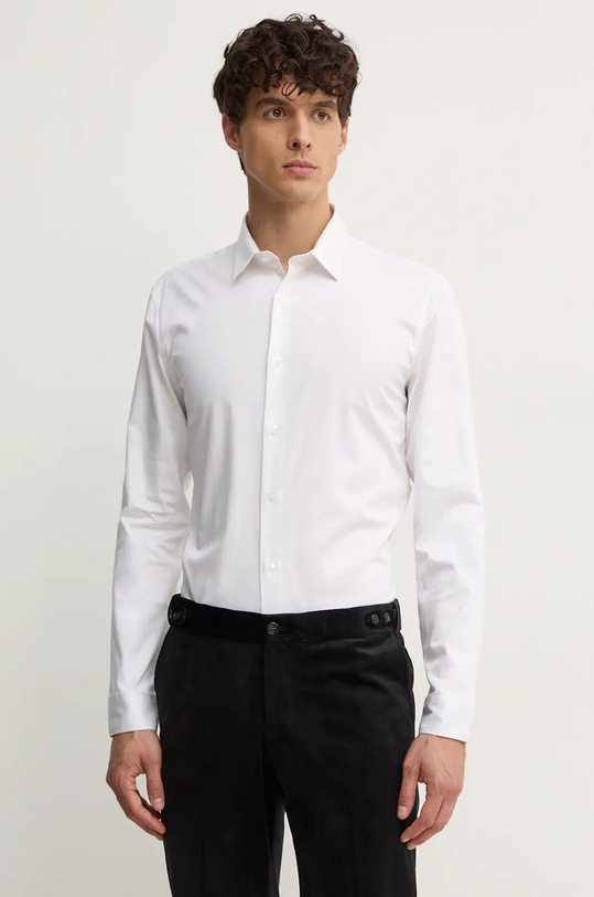 Lindbergh koszula męska kolor biały slim z kołnierzykiem klasycznym 30 ...